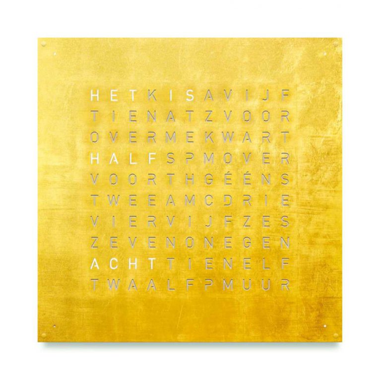 Qlocktwo Gold 45/45 cm - Stockx juwelier